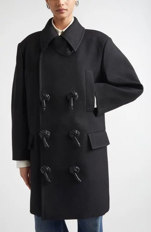 Bottega Veneta Mohair-Blend Gabardine Pea Coat - 1010 Double Black